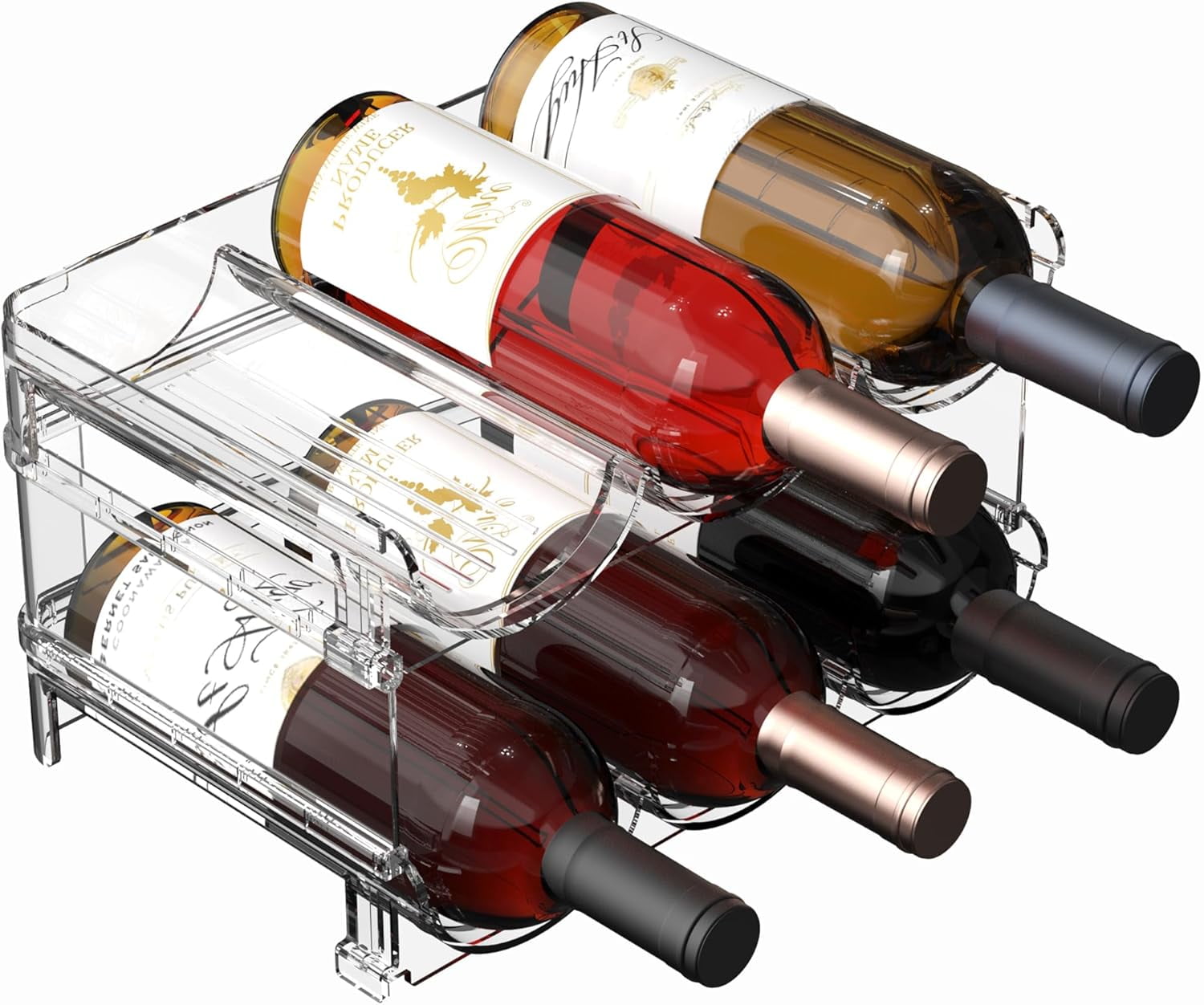 Plastic Stackable Wine Rack for Refrigerator, 2 Tier Large Capacity ...