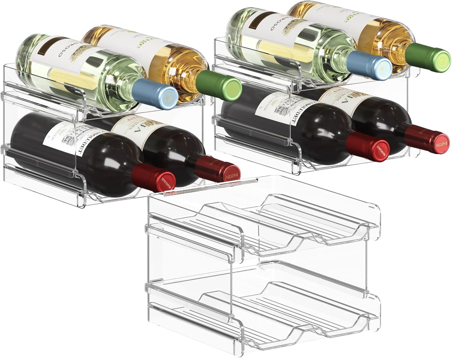 Plastic Stackable Wine Rack for Refrigerator, Cabinet, Countertop,Wine ...