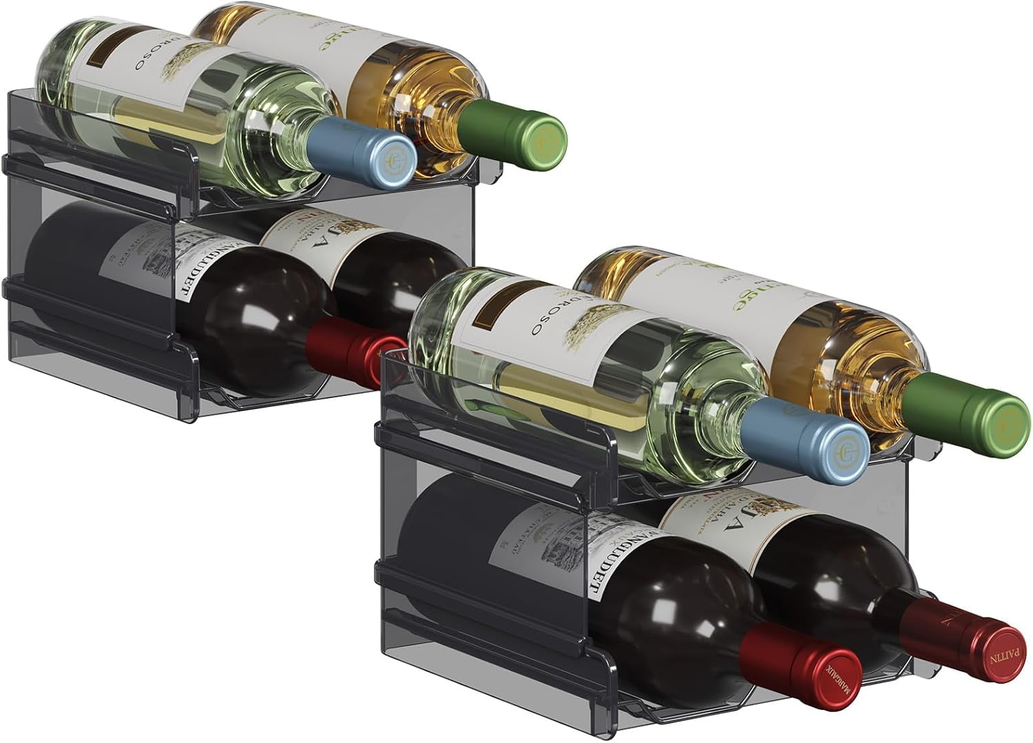 Plastic Stackable Wine Rack for Refrigerator, Cabinet, Countertop,Wine ...