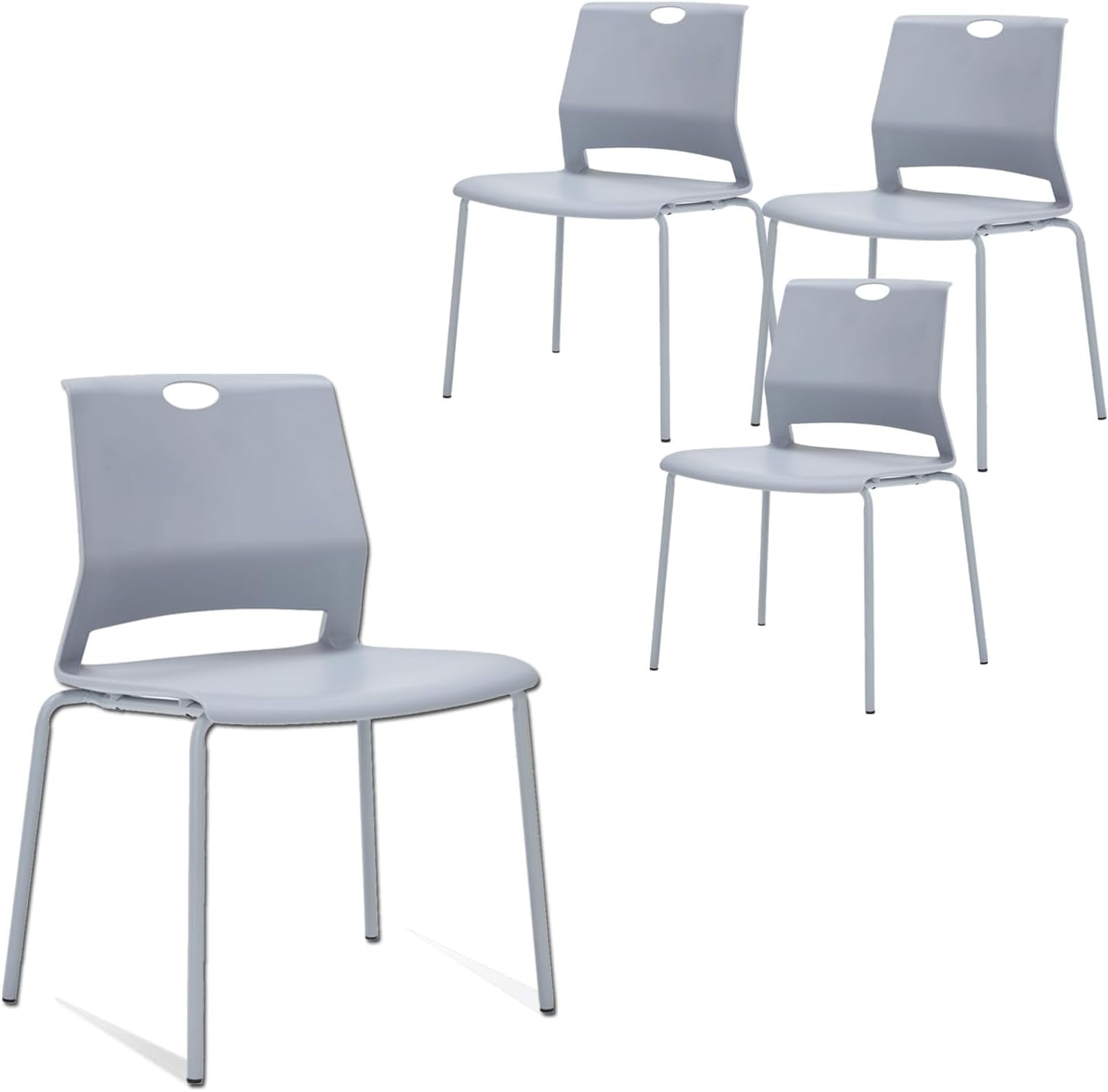 Plastic Stacking Chairs Set of 4, Waiting Room Chairs with Contoured ...