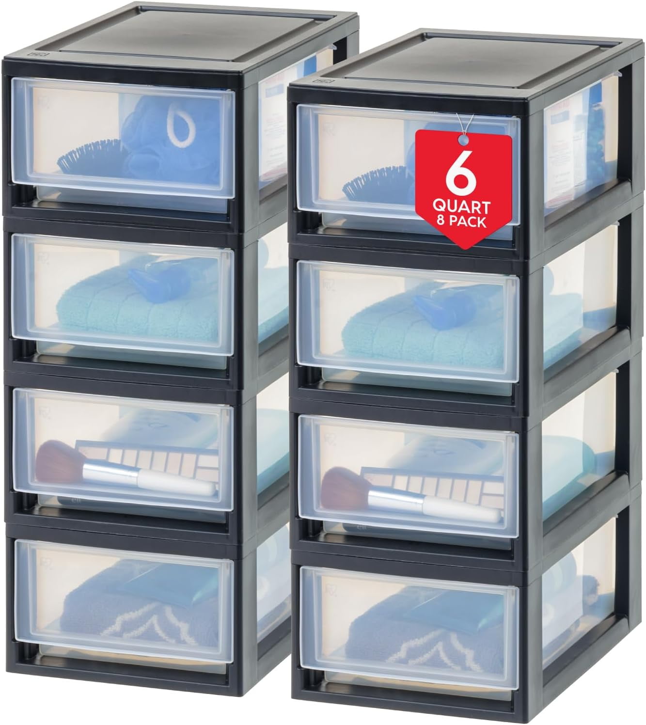 Plastic Stacking, Storage Organizer Unit with Sliding Drawer for ...