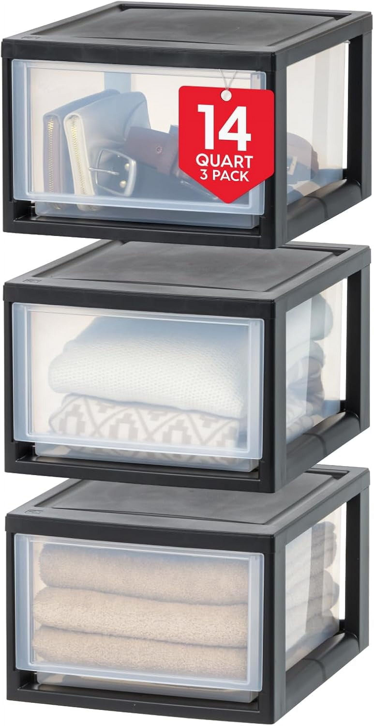 Plastic Stacking, Storage Organizer Unit with Sliding Drawer for ...