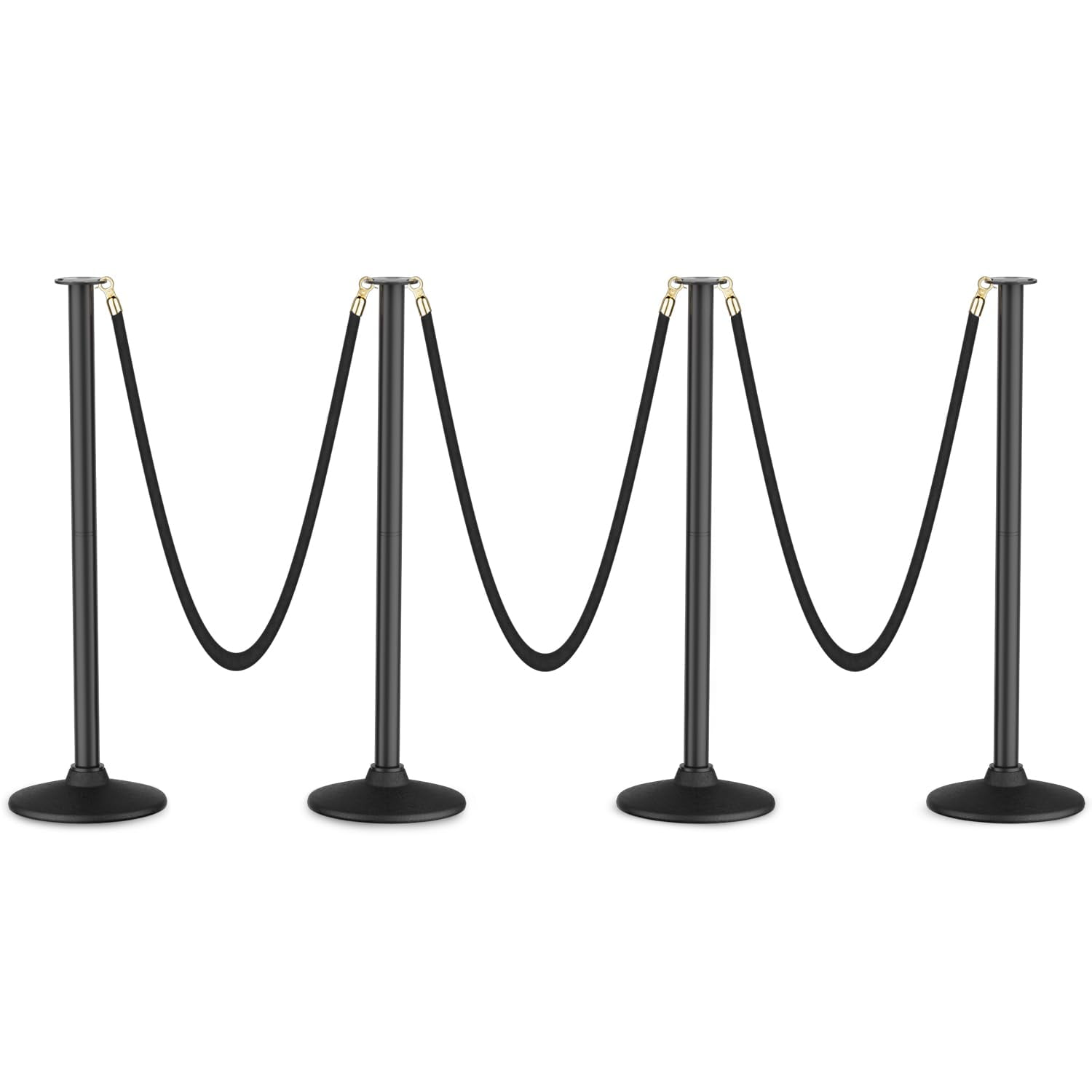 Plastic Stanchion Post, Black Velvet Ropes and Poles with Weighted Base ...