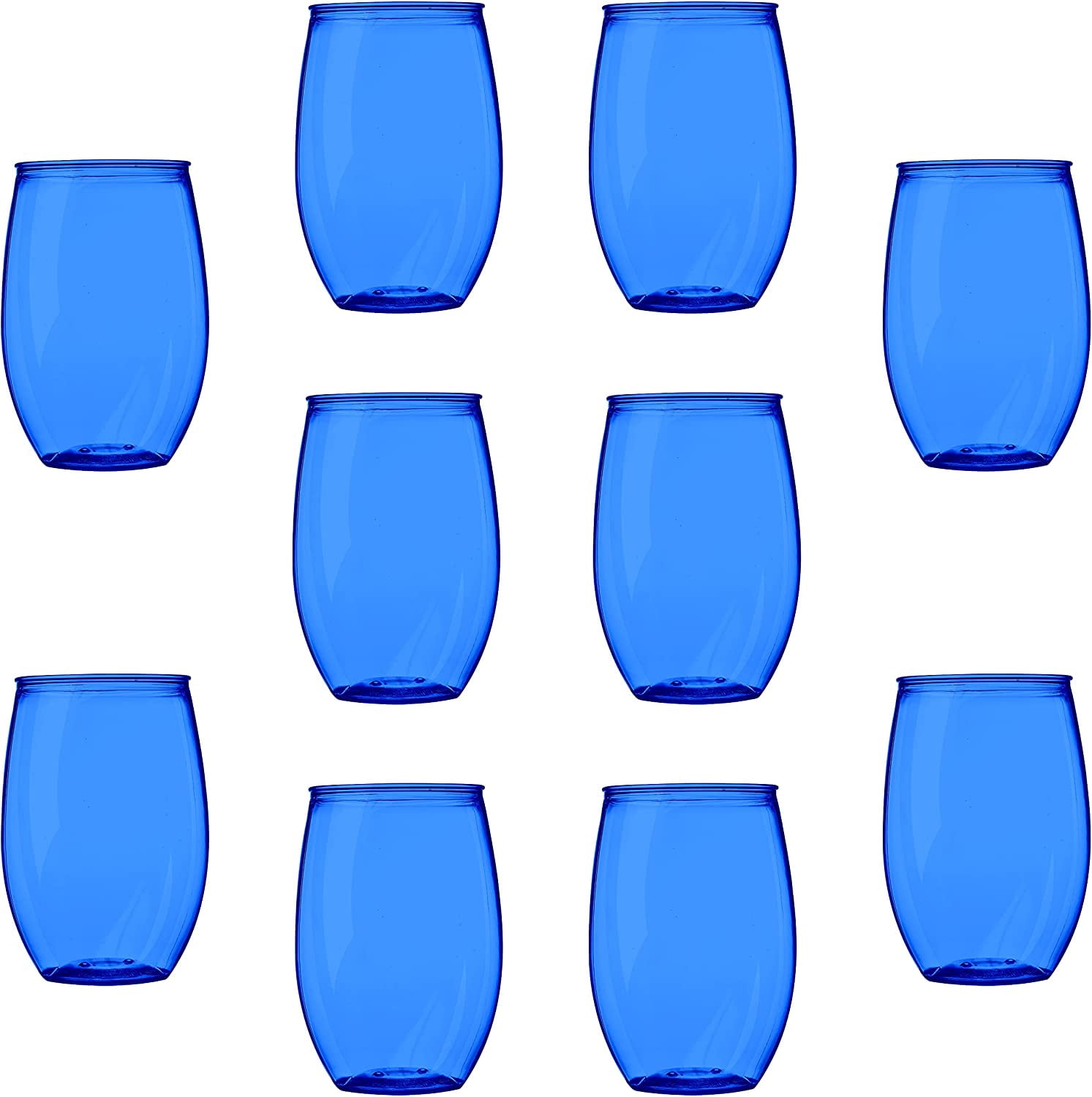 Plastic Stemless Wine Glasses 16 Oz Set Of 10 Bulk Pack Bpa Free 5010
