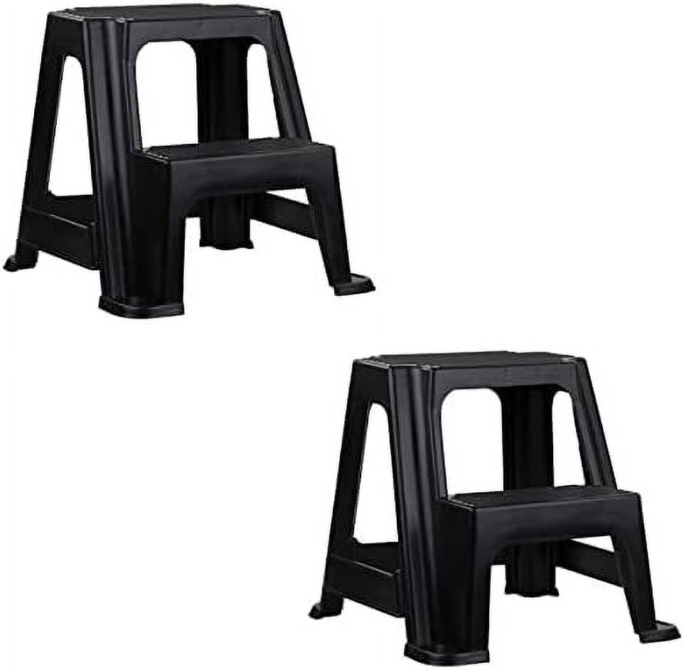 Plastic Stepping Stool (2 Pack), Black | by Home Basics | Stepping ...