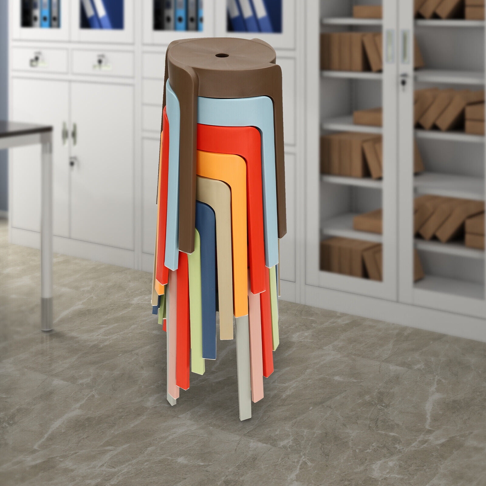 Plastic Stool Counter Kitchen Stools 18'' Set of 4 Backless Stackable ...