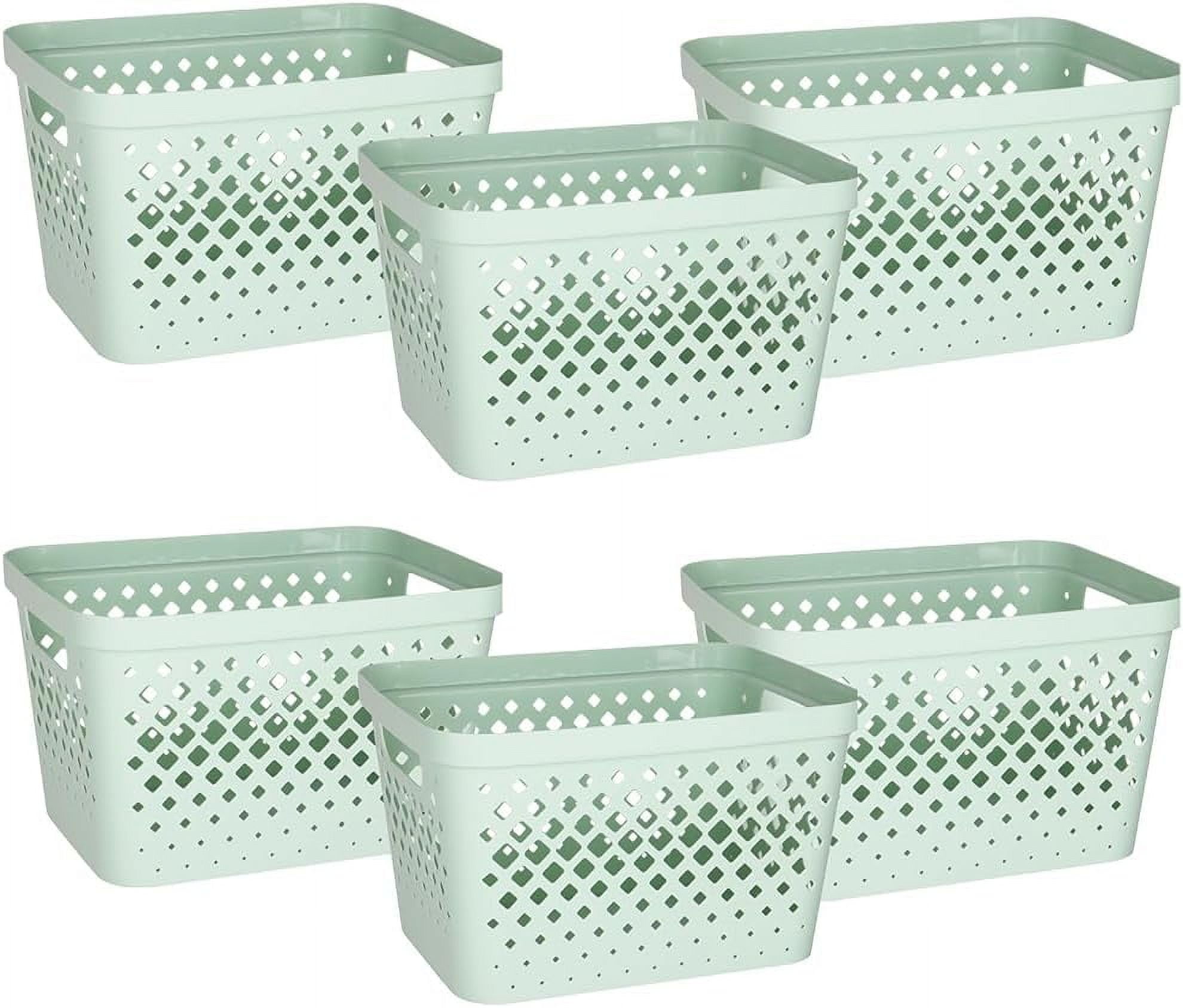 Plastic Storage Basket Set, Value Pack of 6 | Open Storage Bins for ...