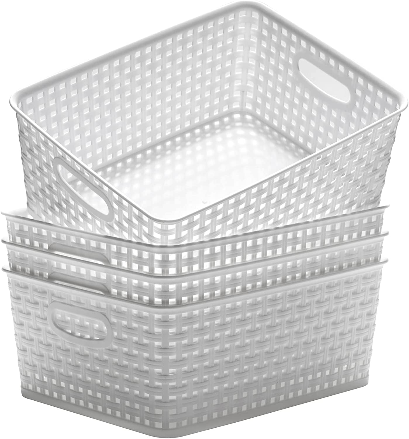 Plastic Storage Baskets,11.4X8.9X4.7",Pack of 4 (White) - Walmart.com