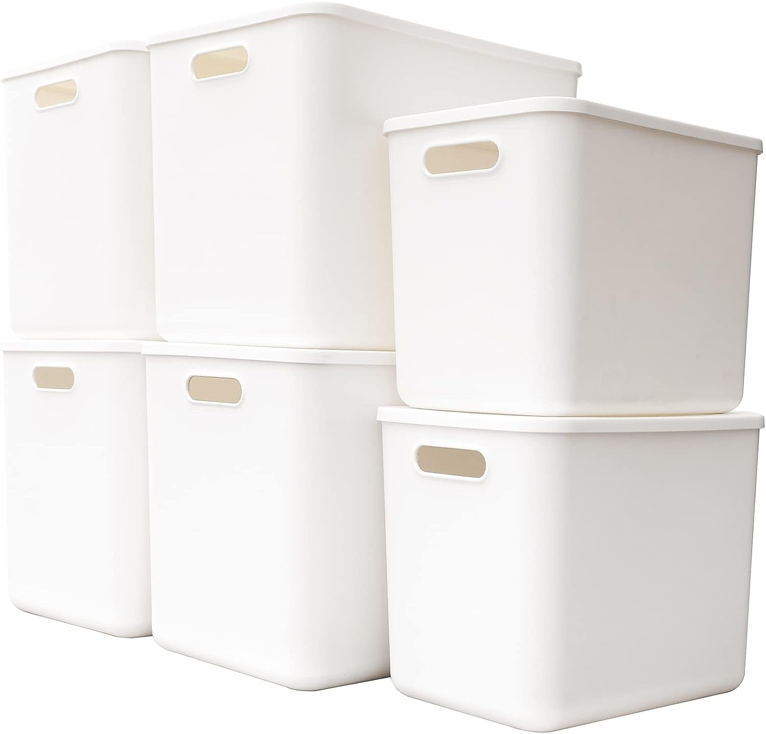 Plastic Storage Baskets Bins Boxes With Lids,Organizing Container White ...