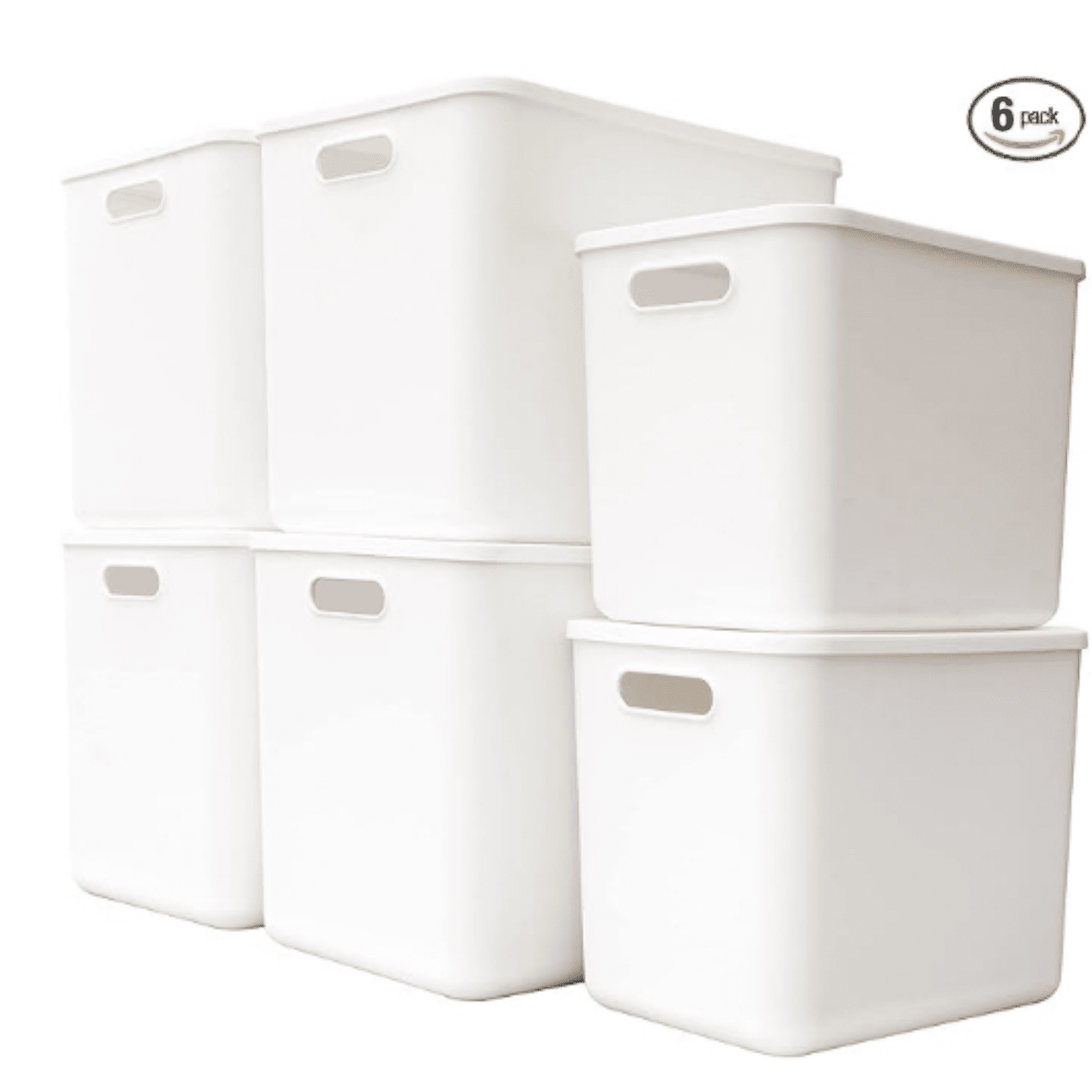 Plastic Storage Baskets Bins Boxes With Lids,Organizing Container White ...