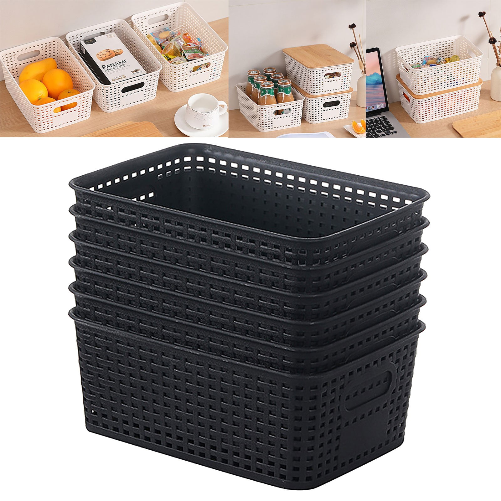Plastic Storage Baskets with Lid-Plastic Storage Containers Stackable ...