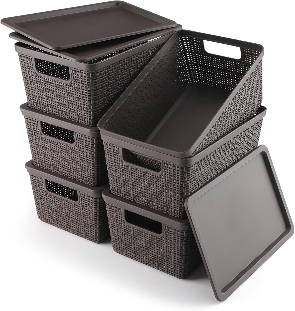 Plastic Storage Baskets with Lids Kitchen Organizers and Storage ...