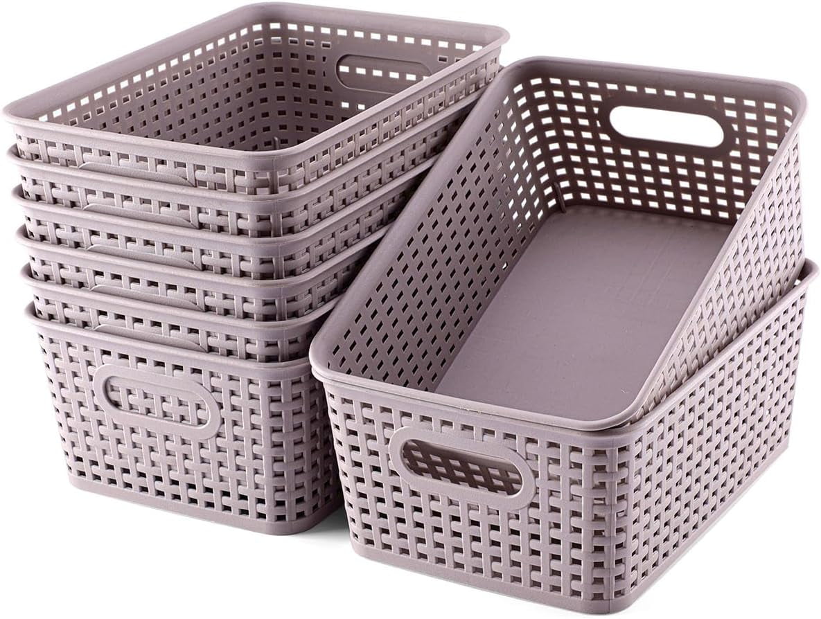 Plastic Storage Baskets Set of 6 Sturdy Small Organizer Bins Storage ...
