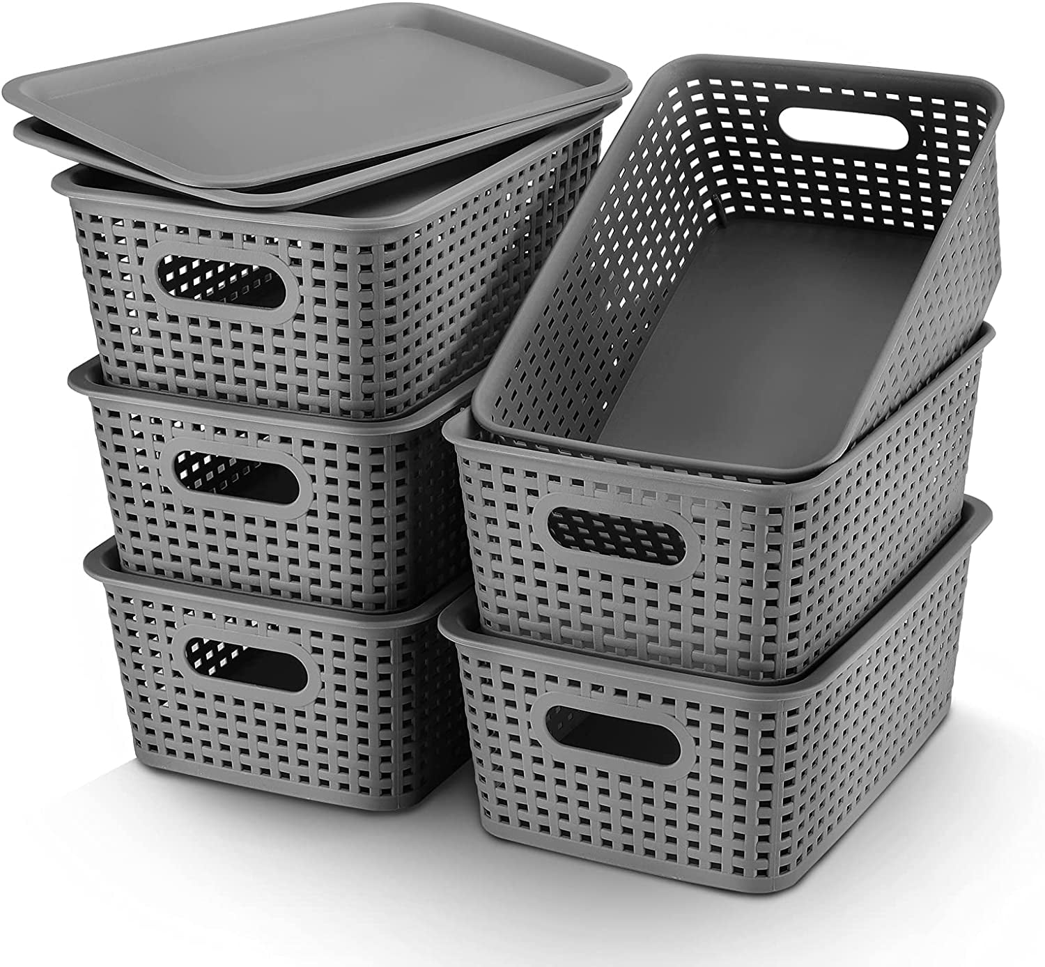 Plastic Storage Baskets With Lids,Stackable Storage Bins,Small Pantry ...
