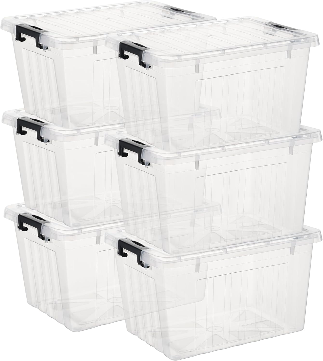 Plastic Storage Bin Box Stackable and Nestable with Lid and Secure ...