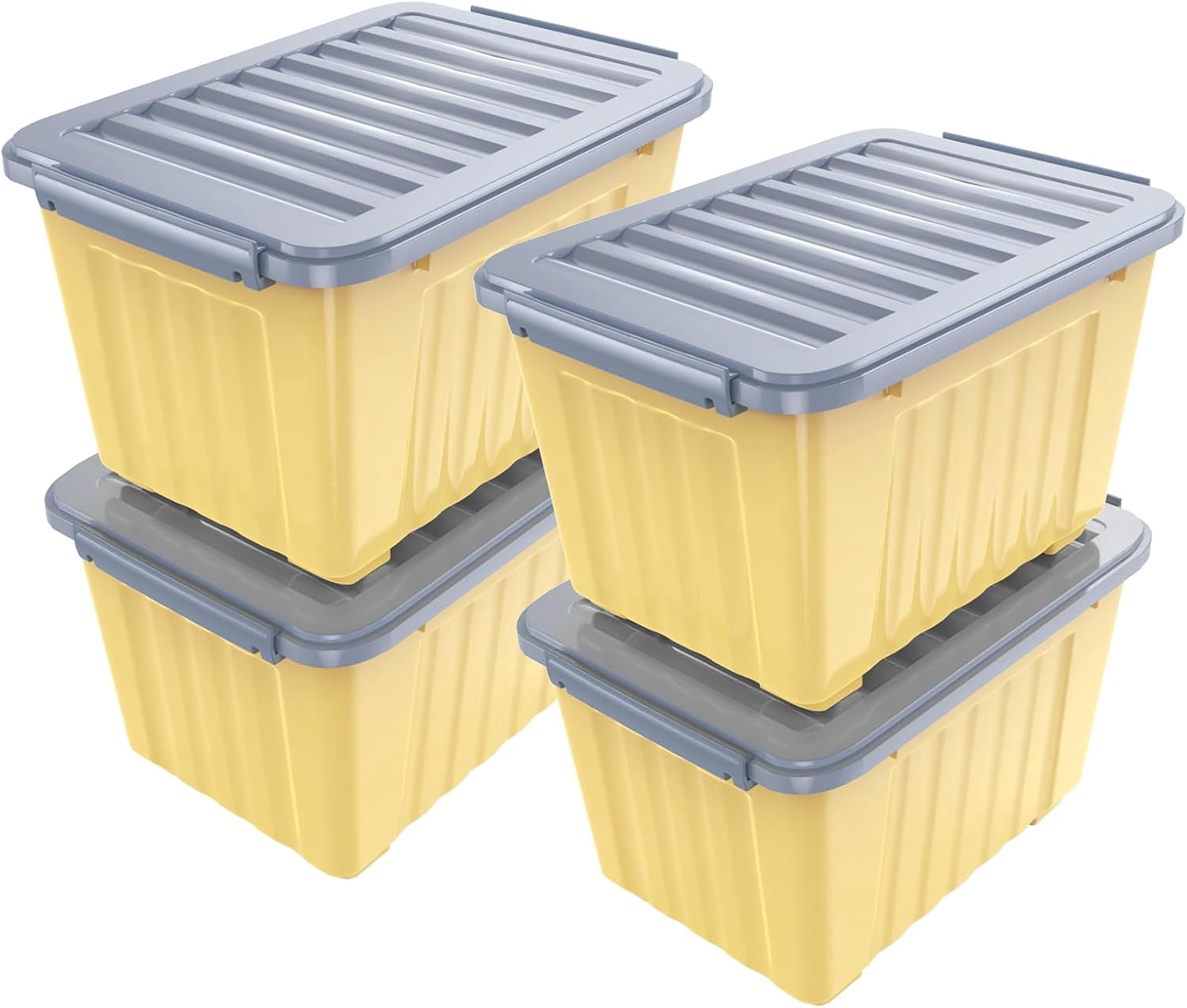Plastic Storage Bin, Stackable and Nestable Storage Boxes with White ...