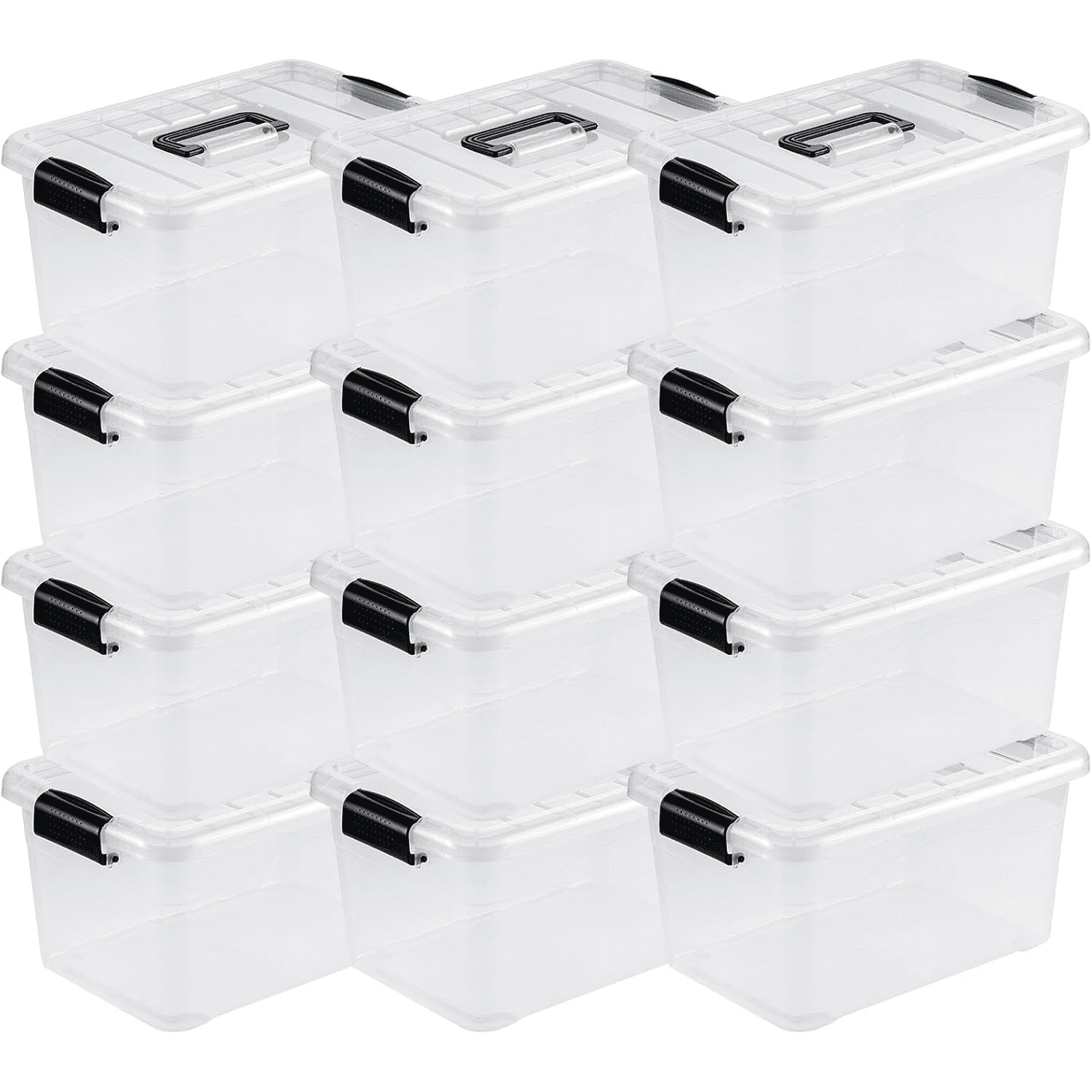 Plastic Storage Bin, Stackable and Nestable Storage Boxes with White ...