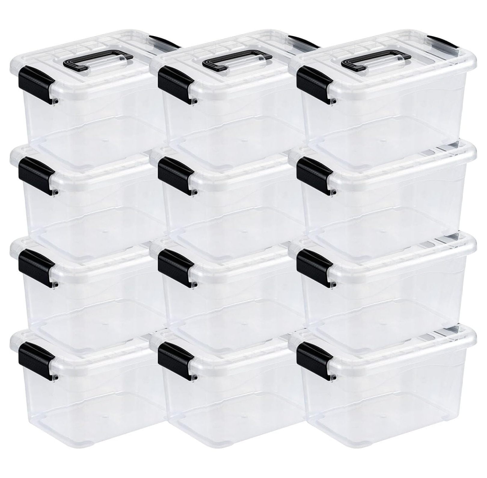 Plastic Storage Bin, Stackable and Nestable Storage Boxes with White ...