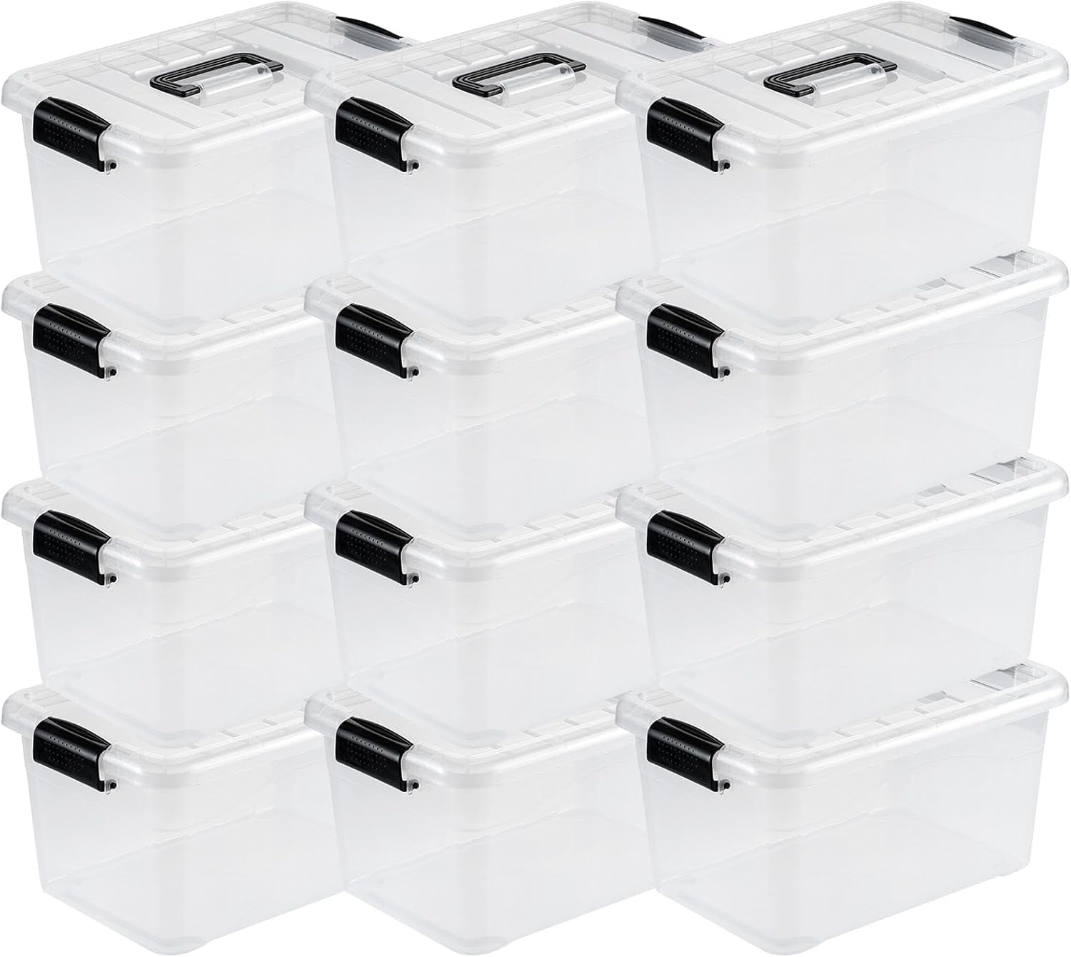 Plastic Storage Bin, Stackable and Nestable Storage Boxes with White ...