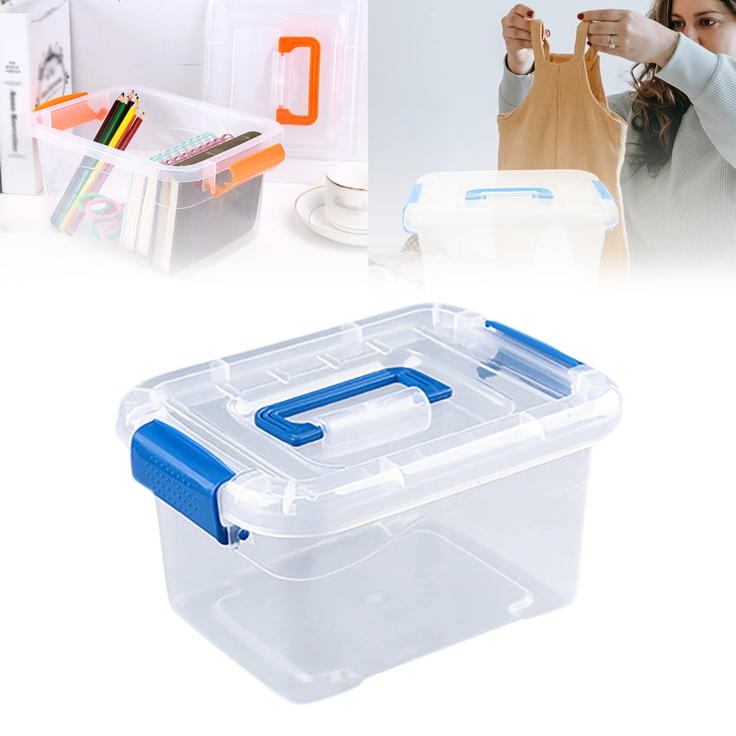 Plastic Storage Bin, Storage Latch Bin Box Portable Handle Storage Bin ...