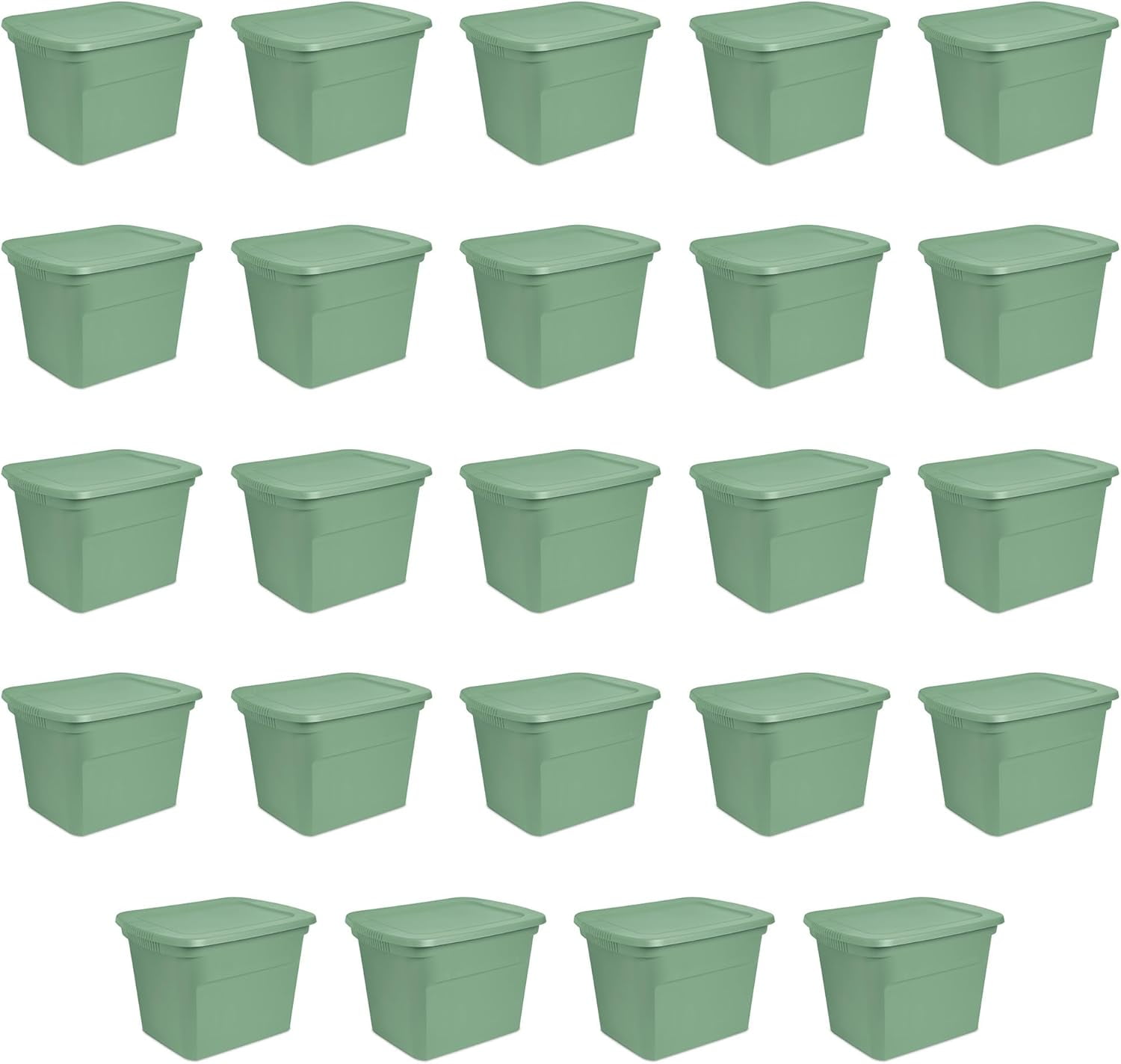 Plastic Storage Bins, 18 Gallon Tote Containers with Lids, Crisp Green ...