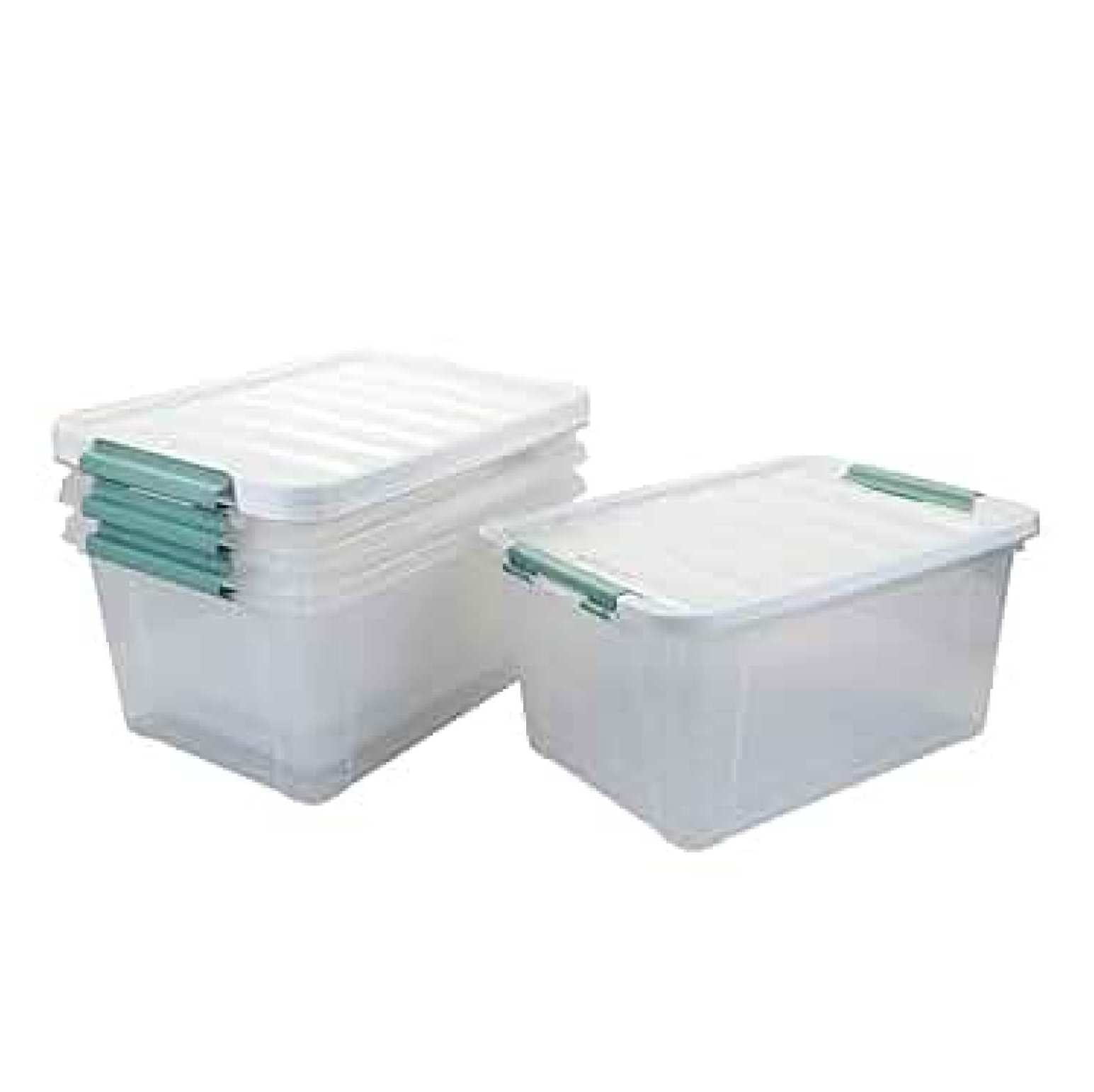 Plastic Storage Bins 4-Pack, 35 Quart Latching Boxes - Clear Organizer ...