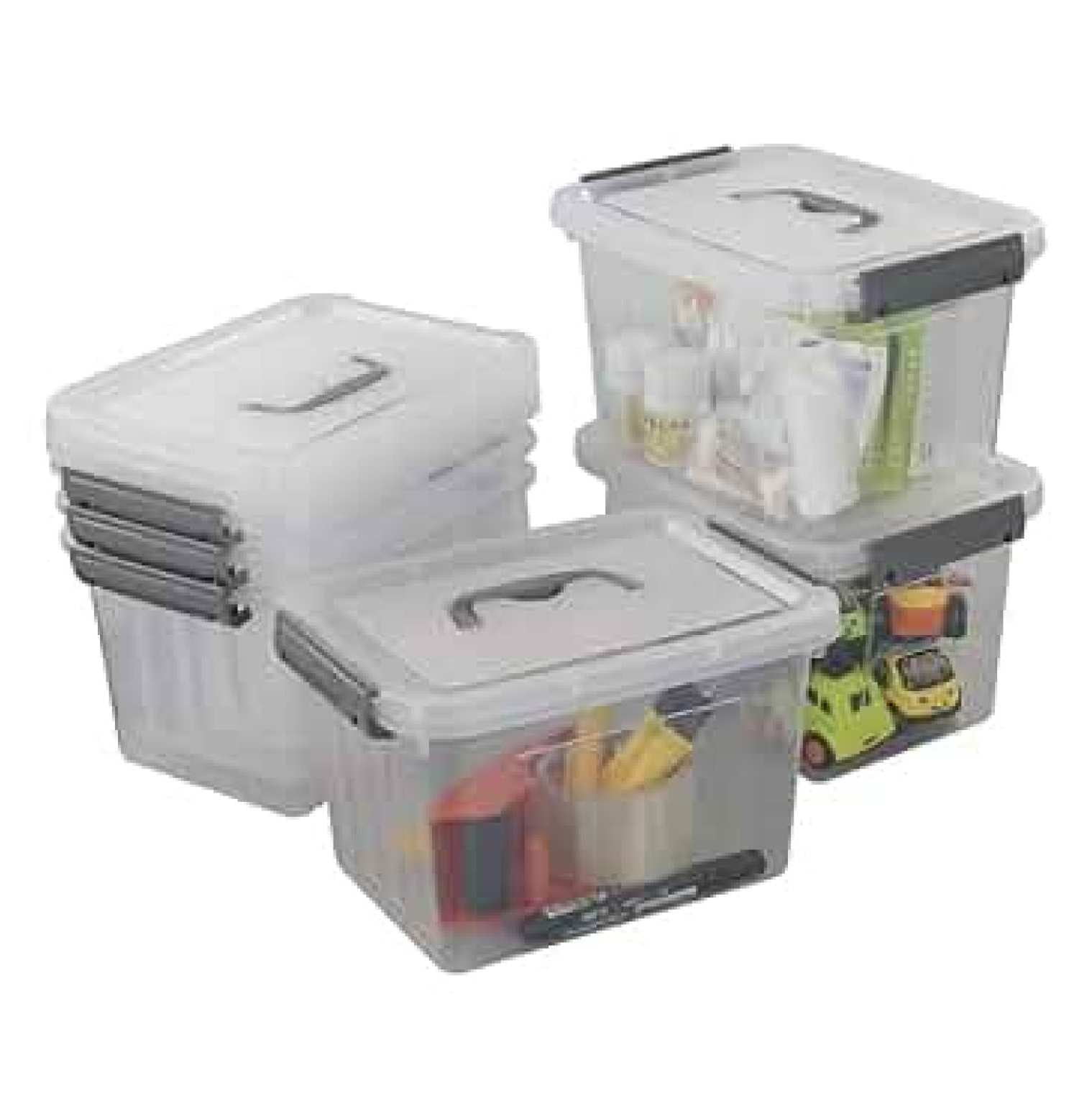 Plastic Storage Bins 6-Pack, 6L Clear Storage Containers with Lids ...