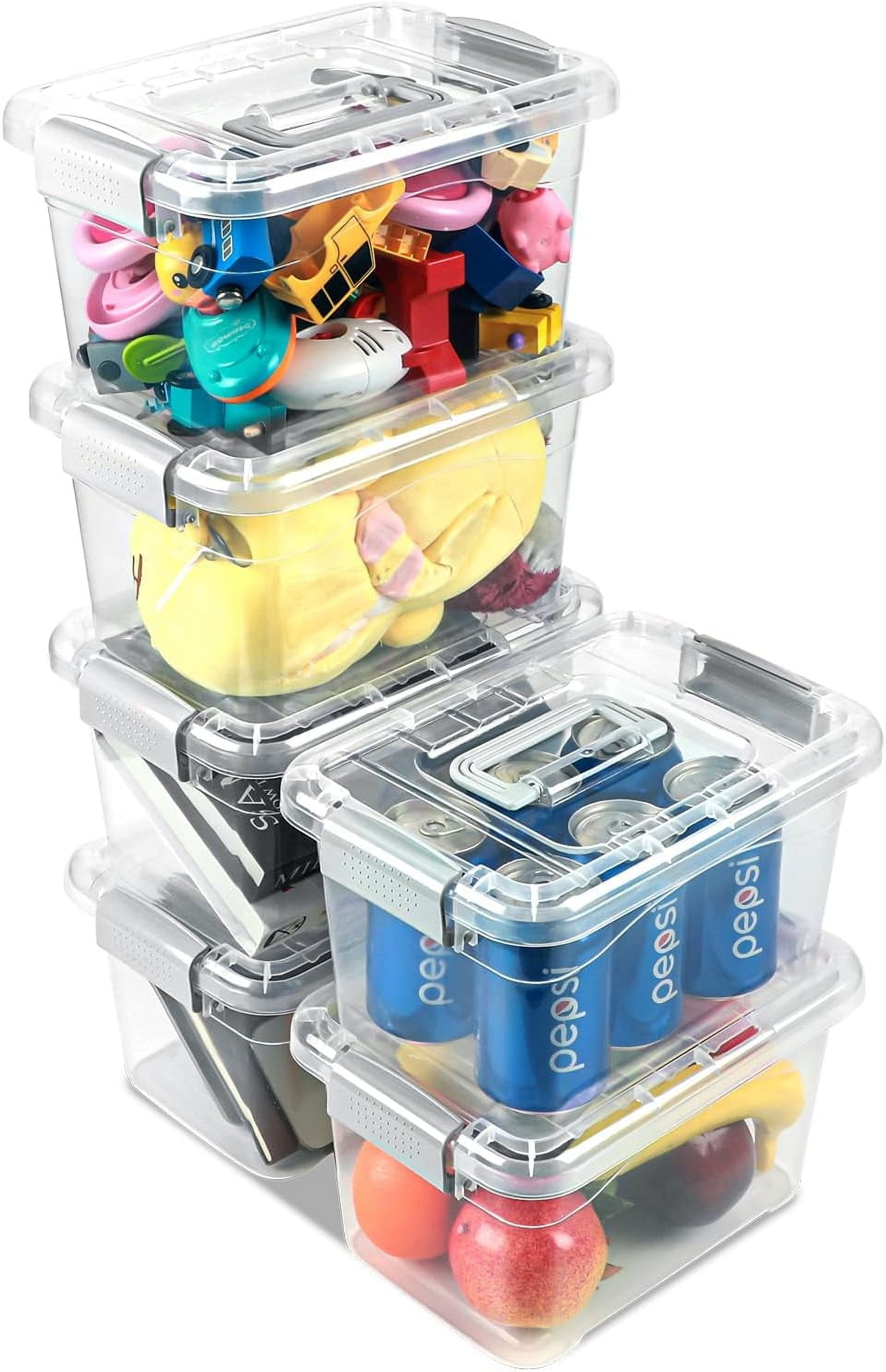 Plastic Storage Bins 7 Quart-Storage Organizer Bins with Grey Buckle ...