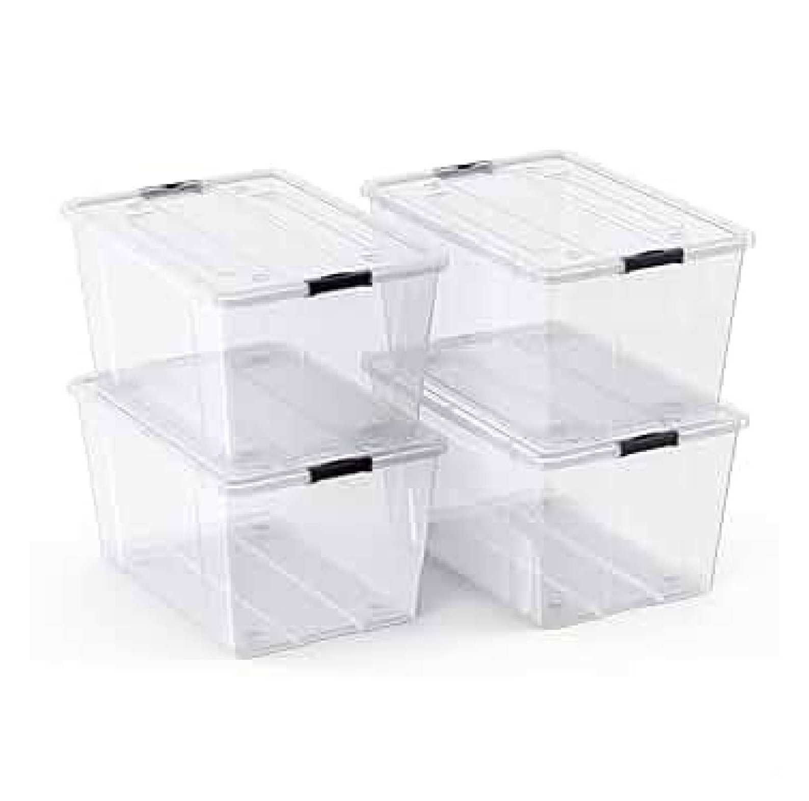 Plastic Storage Bins 75 Qt (4 Pack) - Clear Tote Containers with Lids ...