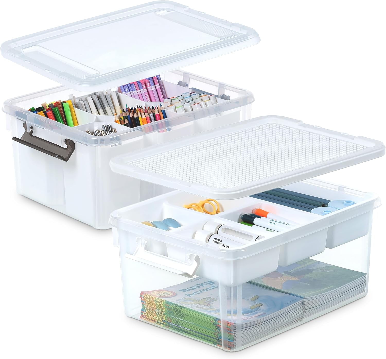 Plastic Storage Bins Clear Storage Box with Lids Multipurpose Stackable ...