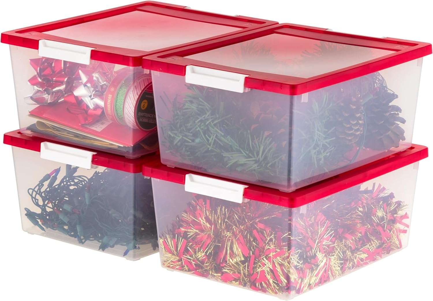 Plastic Storage Bins Containers with Lids, 4 Pack, Sensory Bin, Craft ...