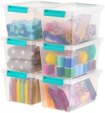 Plastic Storage Bins Containers with Lids, 4 Pack, Small Sensory Bin ...