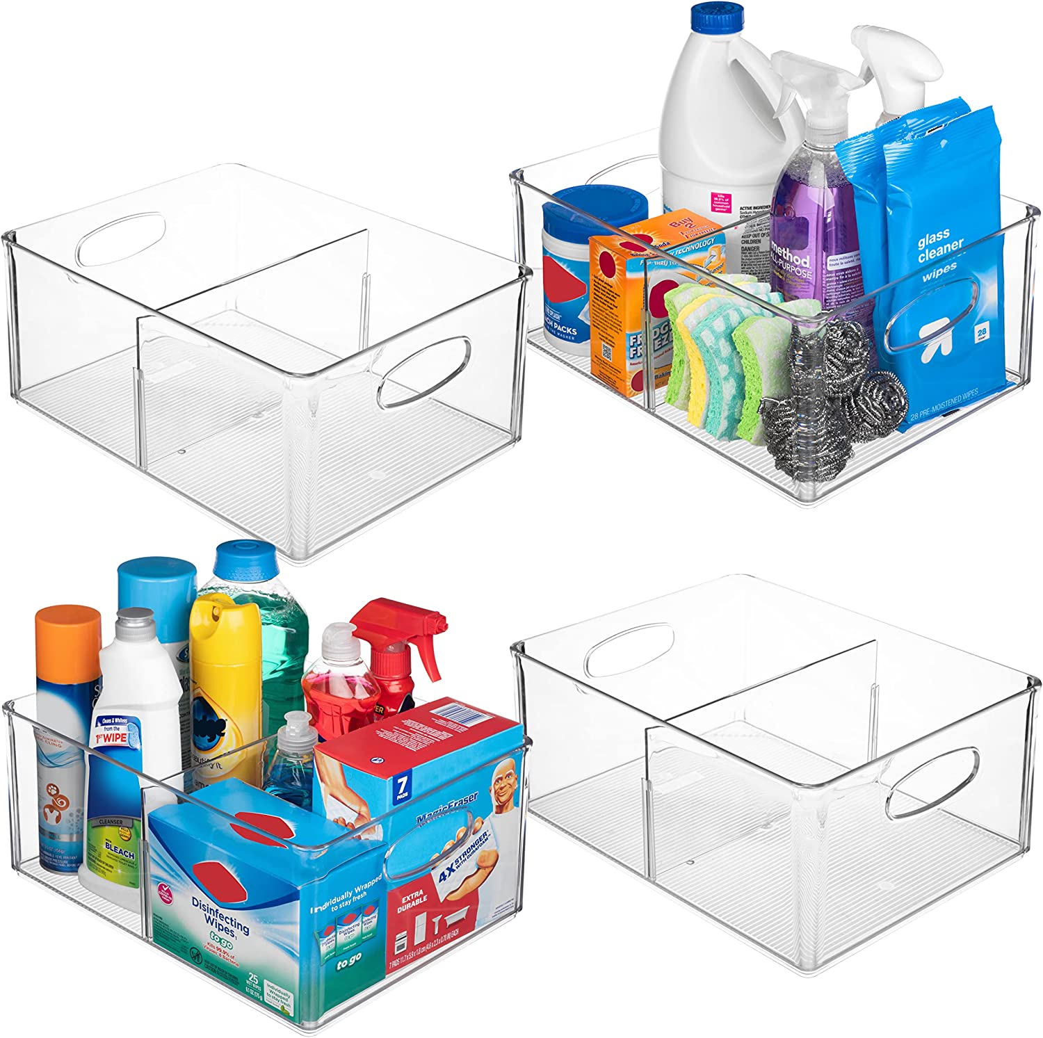 Plastic Storage Bins with Divider – Perfect Kitchen Organization or ...