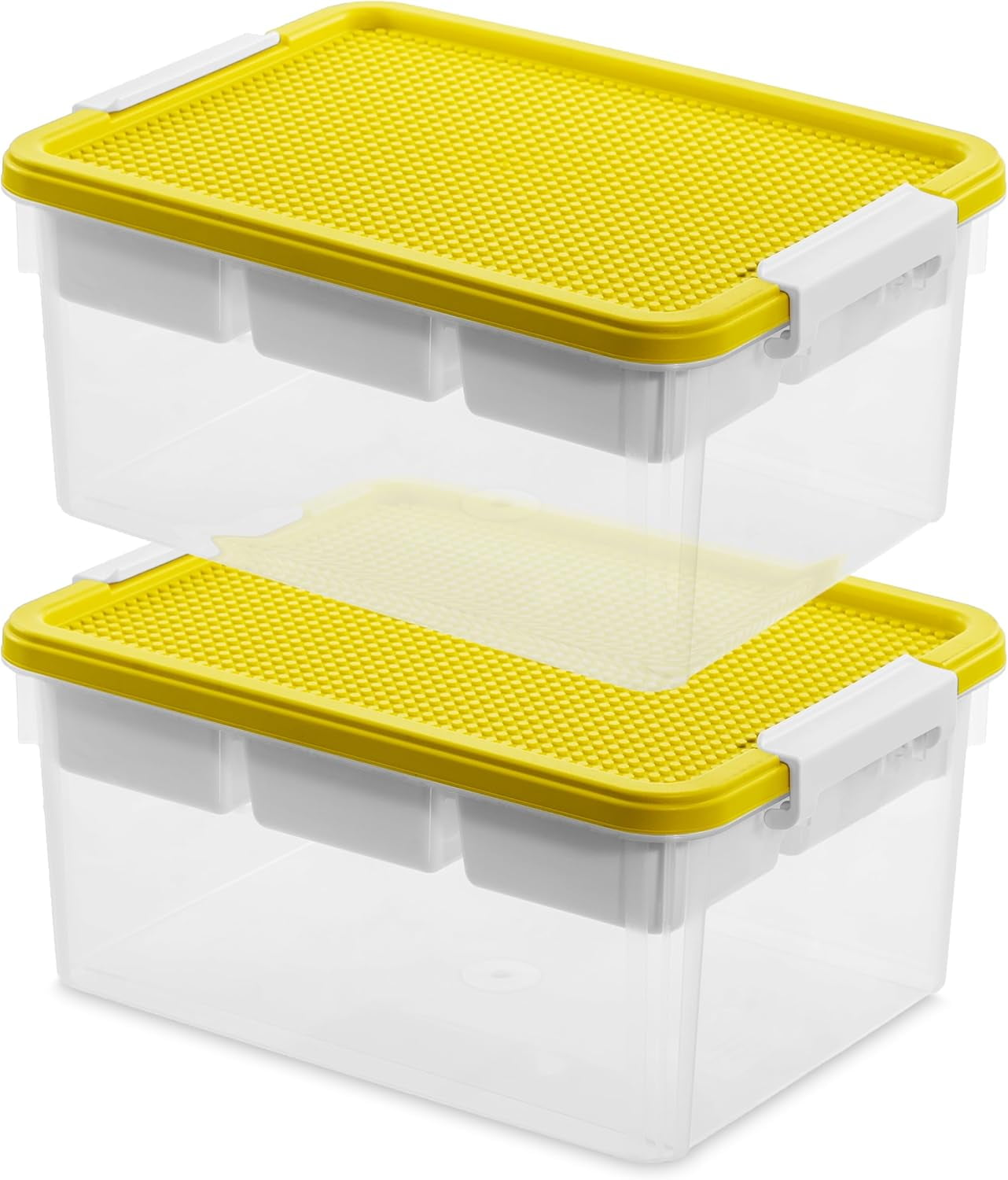 Plastic Storage Bins with Lid Building Plate Dividers Block Storage ...