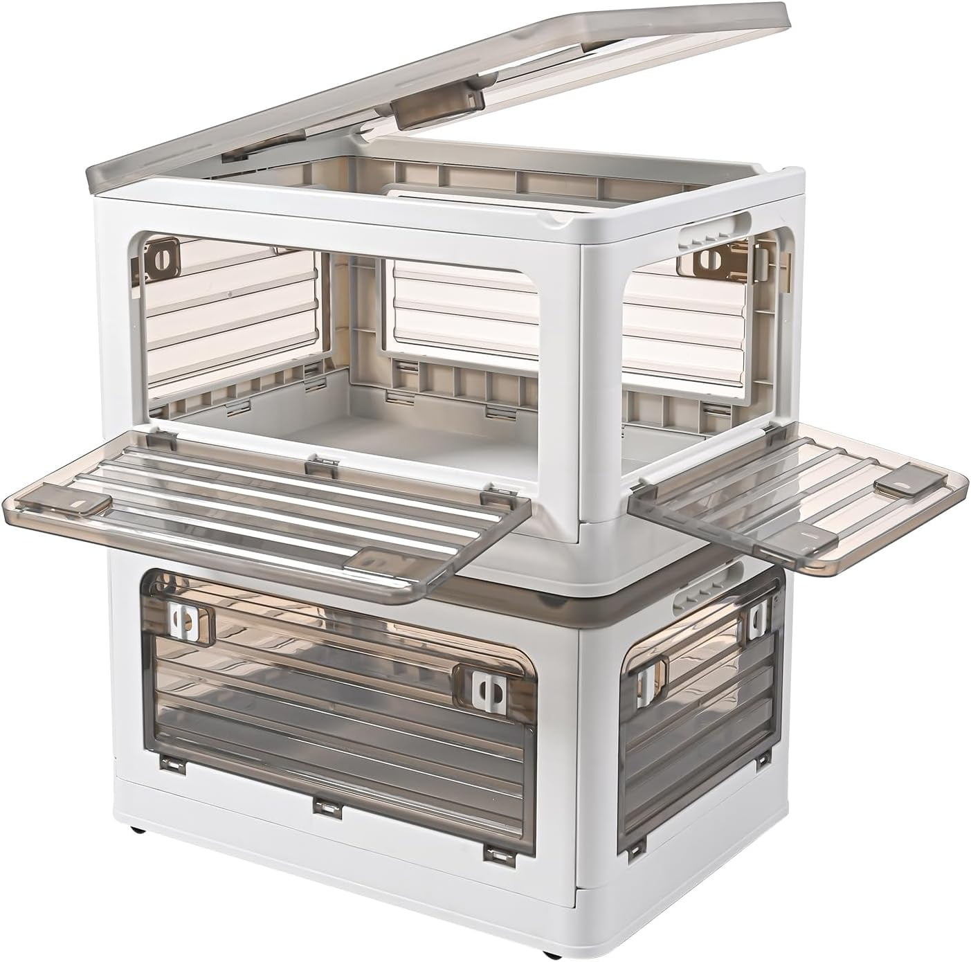 Plastic Storage Bins with Lid, Collapsible Storage Bins with Wheels ...