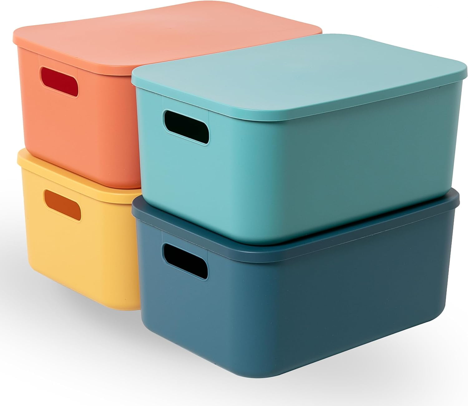 Plastic Storage Bins with Lid, Stackable Storage Containers for ...