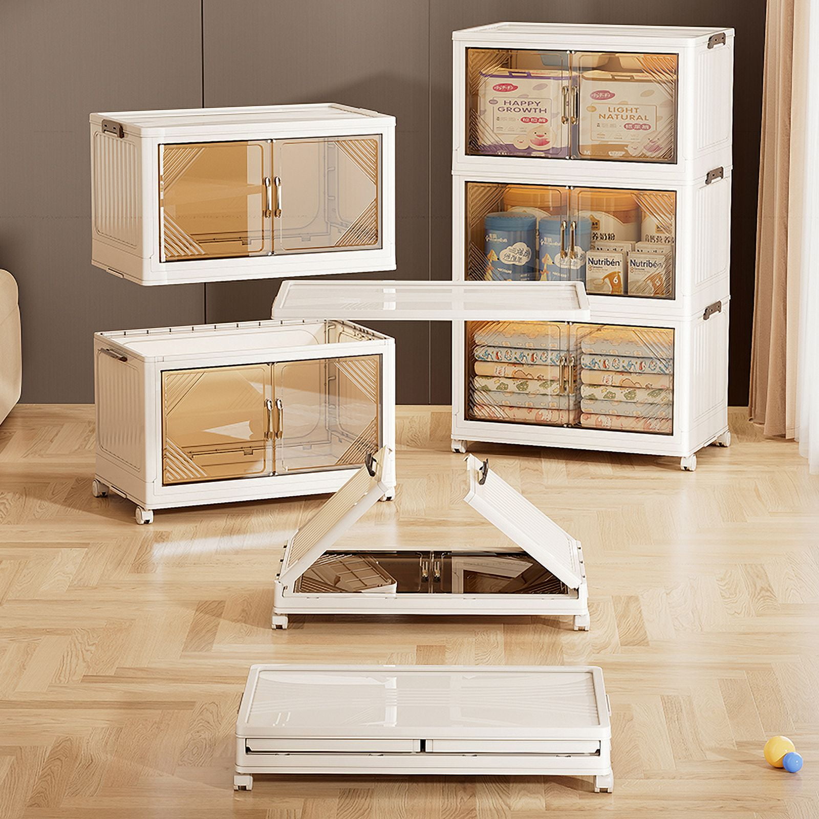 Plastic Storage Bins with Lid, Stackable Storage Containers with Wheels ...