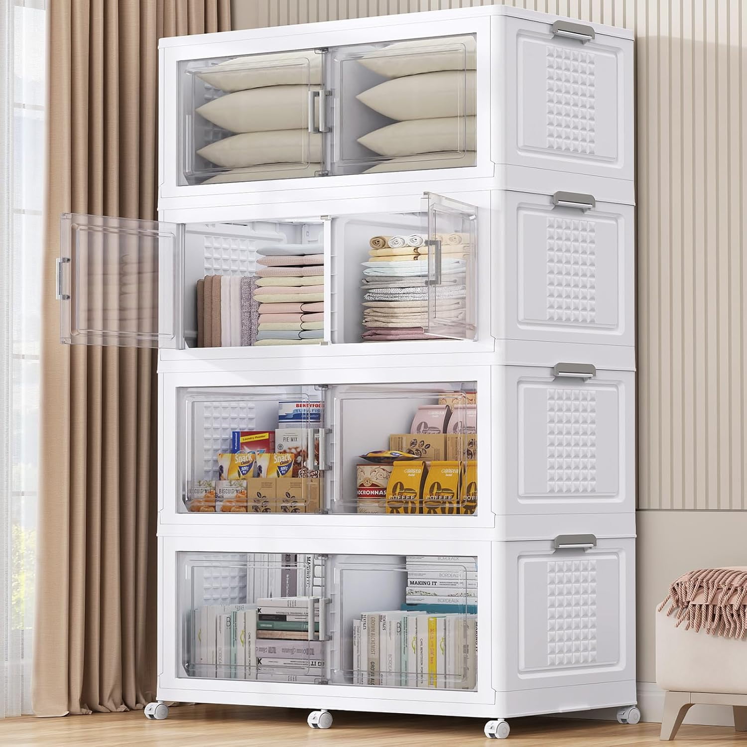 Plastic Storage Bins with Lid and Wheels, Extra Large Stackable Storage ...