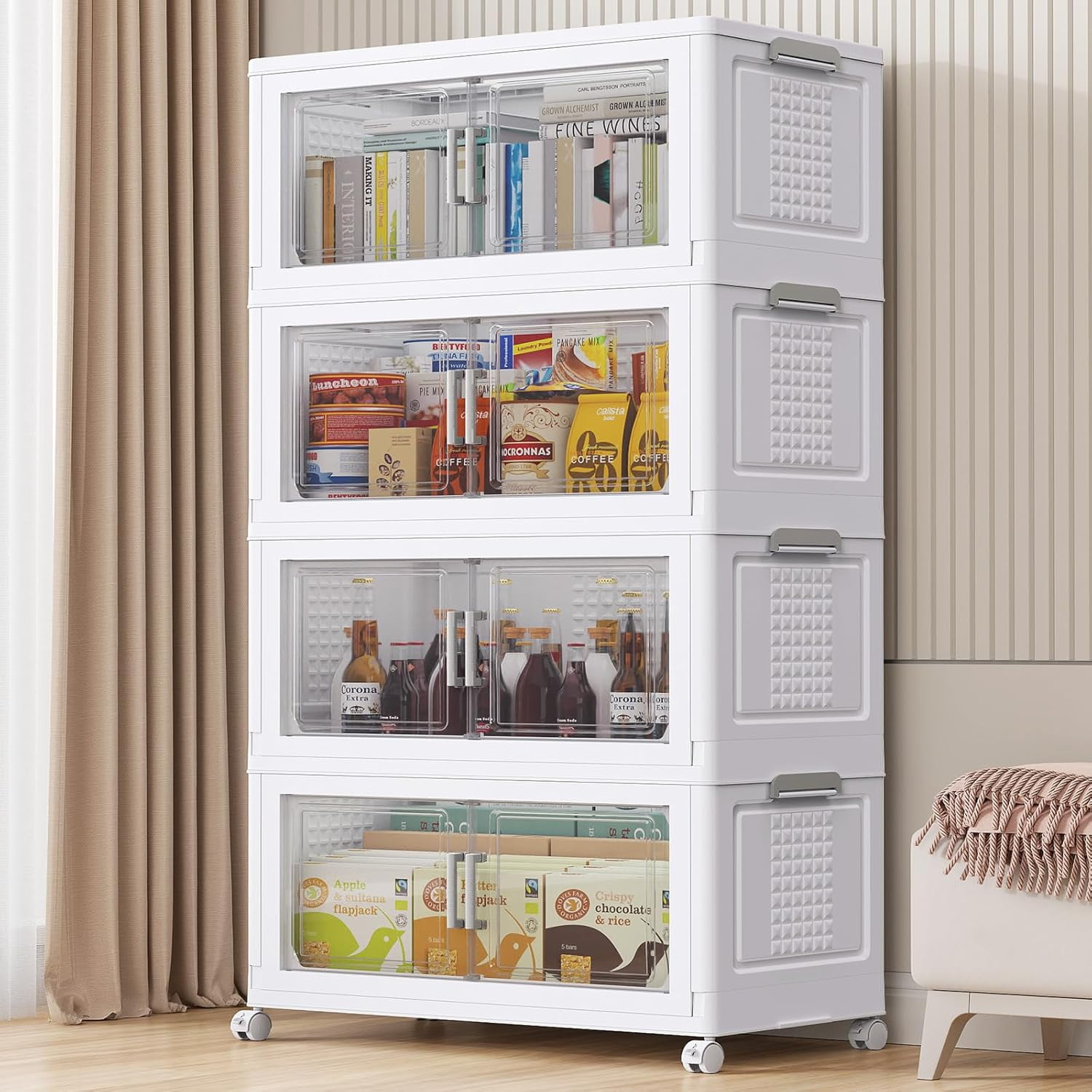 Plastic Storage Bins with Lid and Wheels, Extra Large Stackable Storage ...