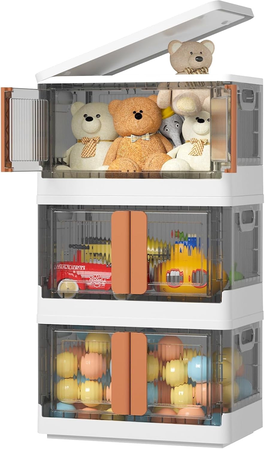 Plastic Storage Bins with Lids 3-Tier Collapsible Clear Storage Bins ...