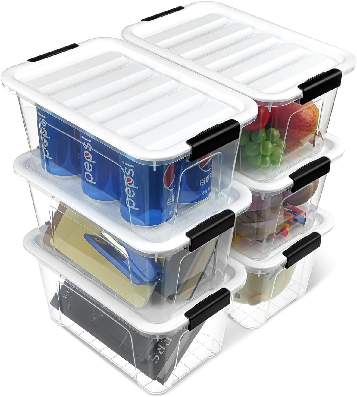 Plastic Storage Bins with Lids 6 Pack, 7 Quart Storage Containers with ...
