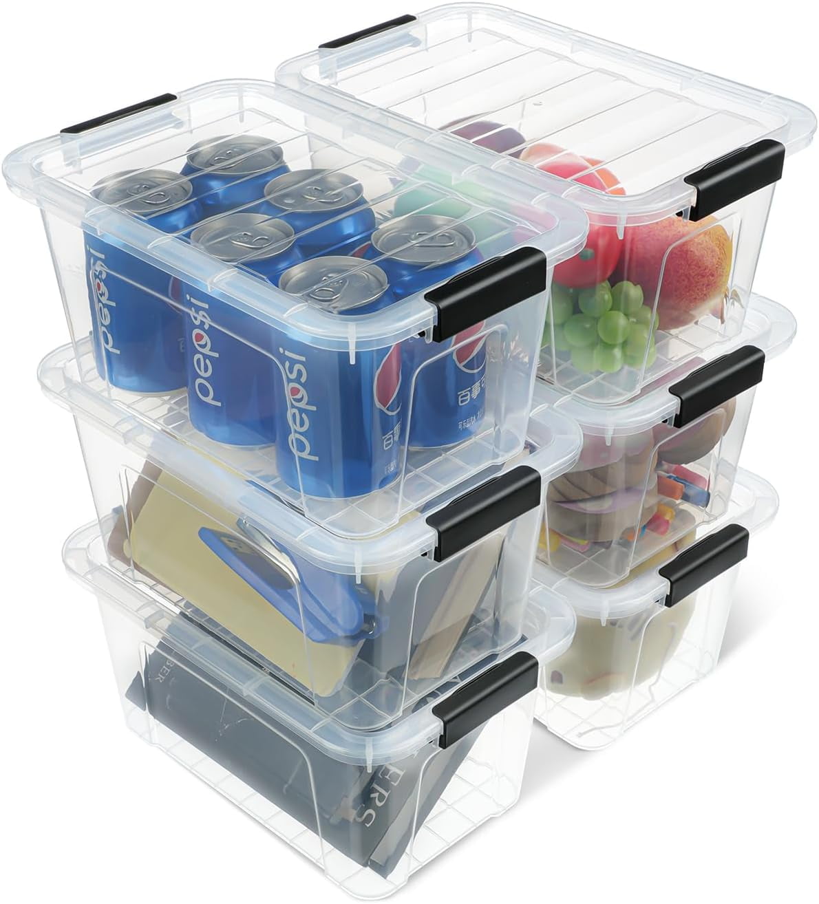 Plastic Storage Bins with Lids 6 Pack, 7 Quart Storage Containers With ...