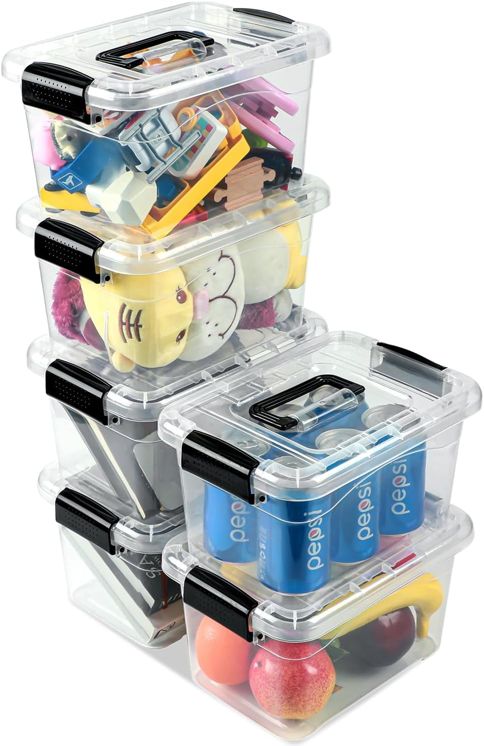 Plastic Storage Bins with Lids 6 Packs, 7 Quart Storage Organizer Bins ...