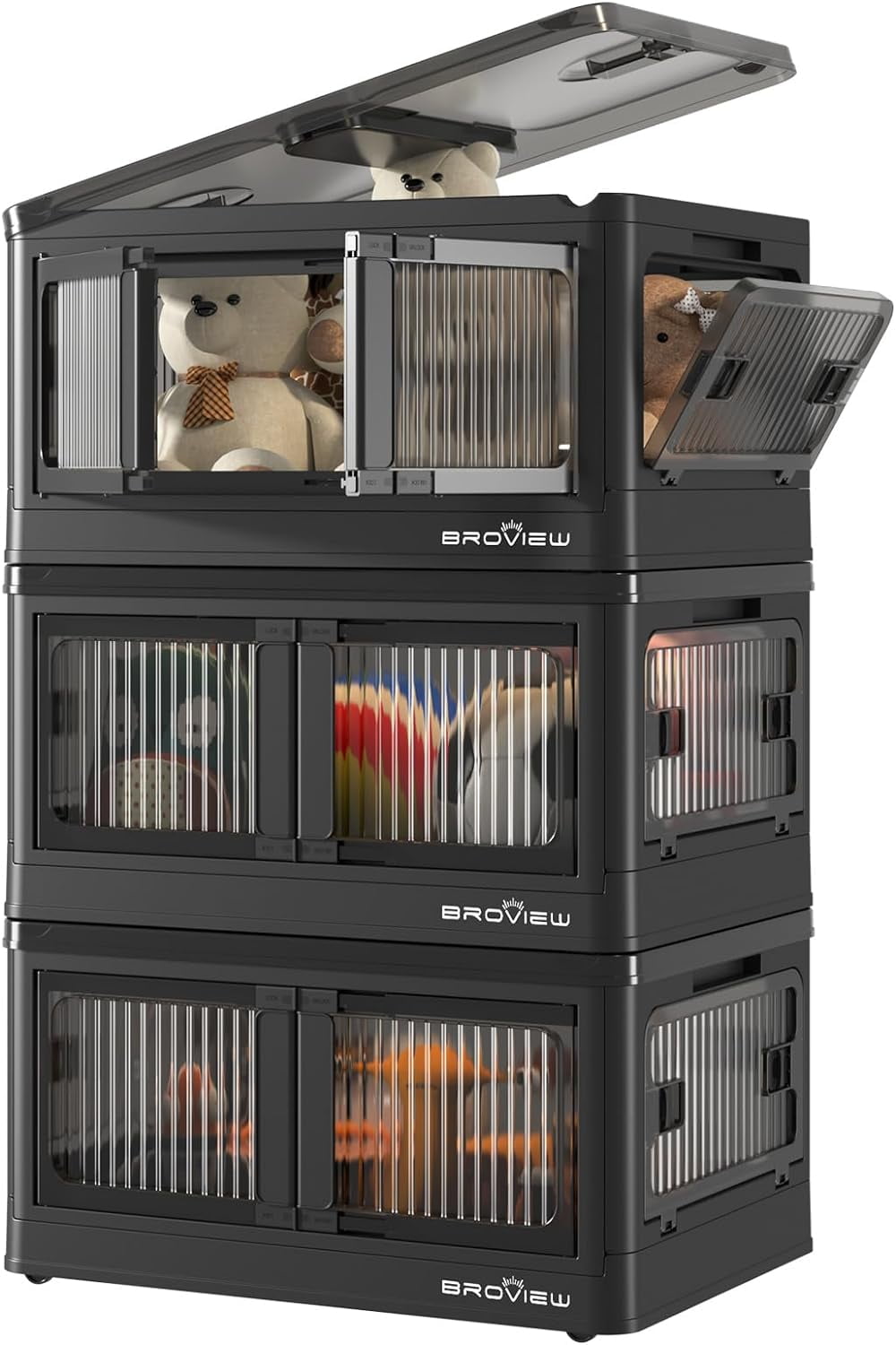Plastic Storage Bins with Lids, Collapsible Storage Bins for Closet ...