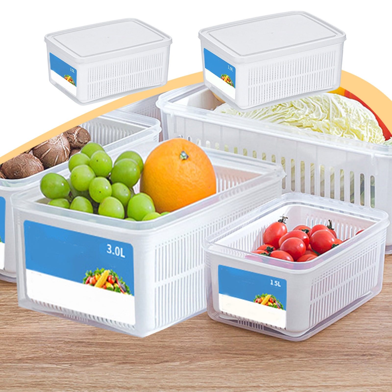 Plastic Storage Bins With Lids, Kitchen Pantry Organizer, Stackable ...
