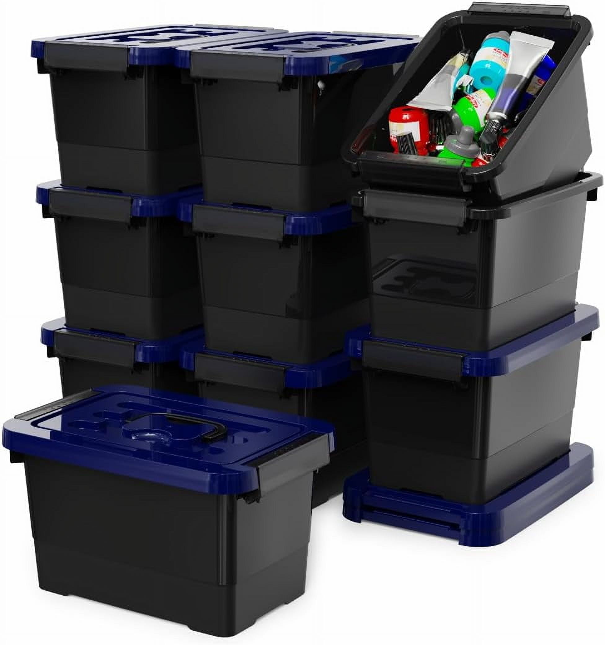 Plastic Storage Bins with Lids and Latch, 10-Pack Small Stackable ...
