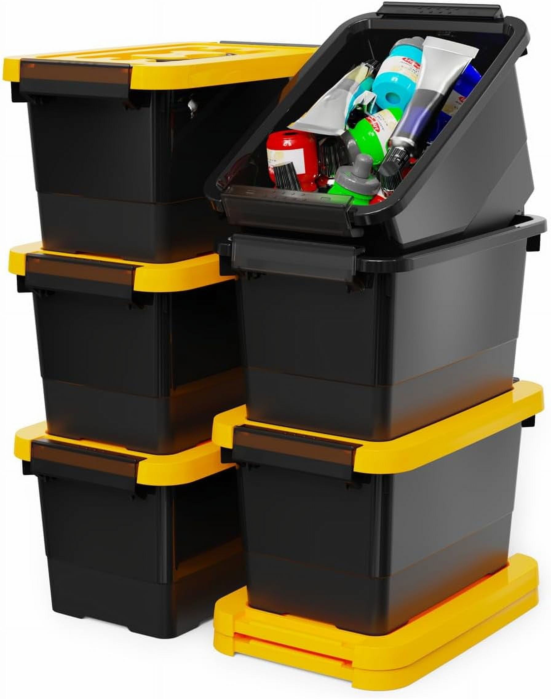 Plastic Storage Bins with Lids and Latch, 6-Pack Small Stackable ...