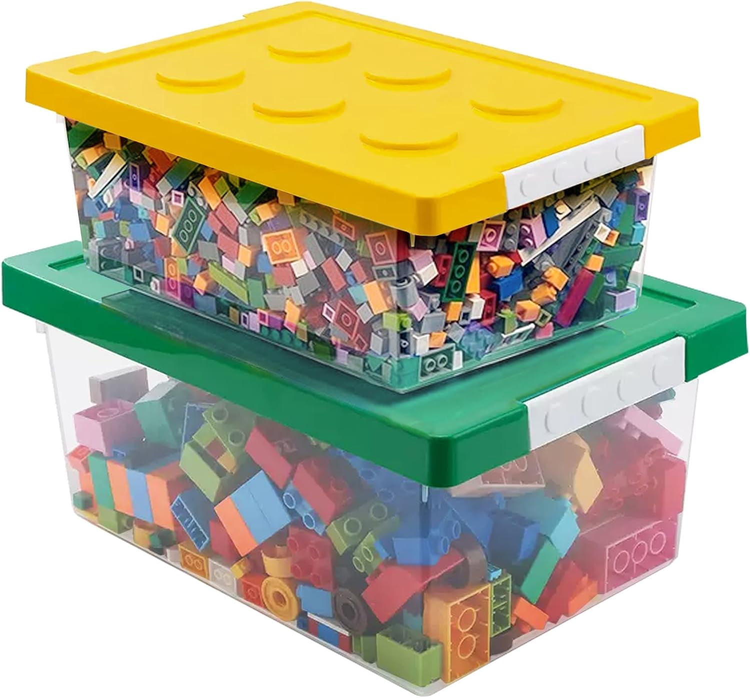 Plastic Storage Bins with Lids - Stackable Toy Storage Organizer Box ...
