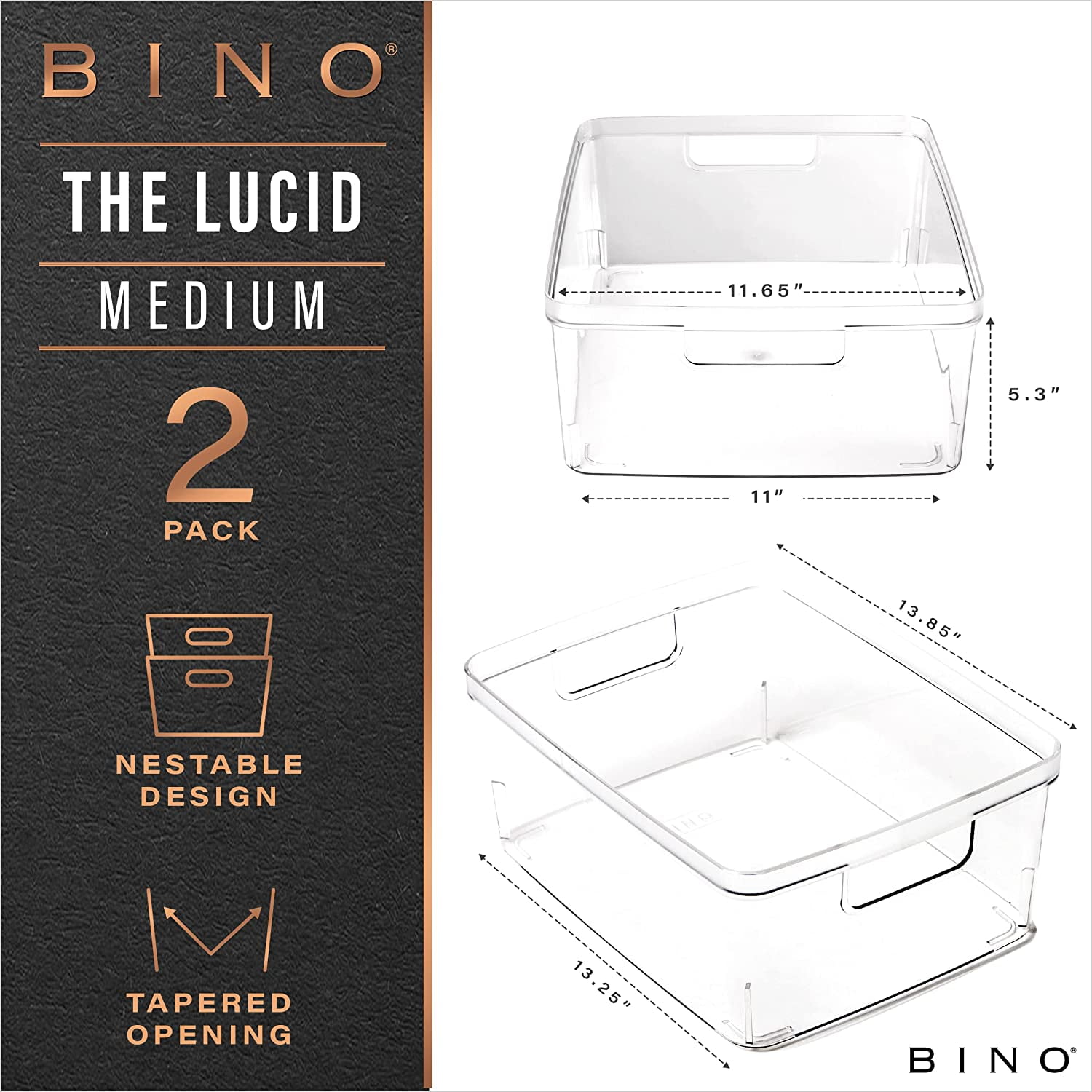 | Plastic Storage Bins, Medium - 2 Pack | BPA-Free | Clear Organizer Containers | Fridge ...