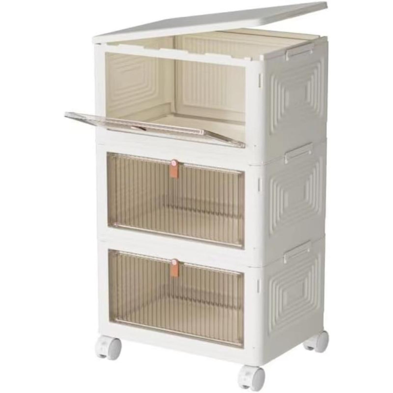 Plastic Storage Bins Organizer 3 Tier, Foldable Organizer Boxes for ...